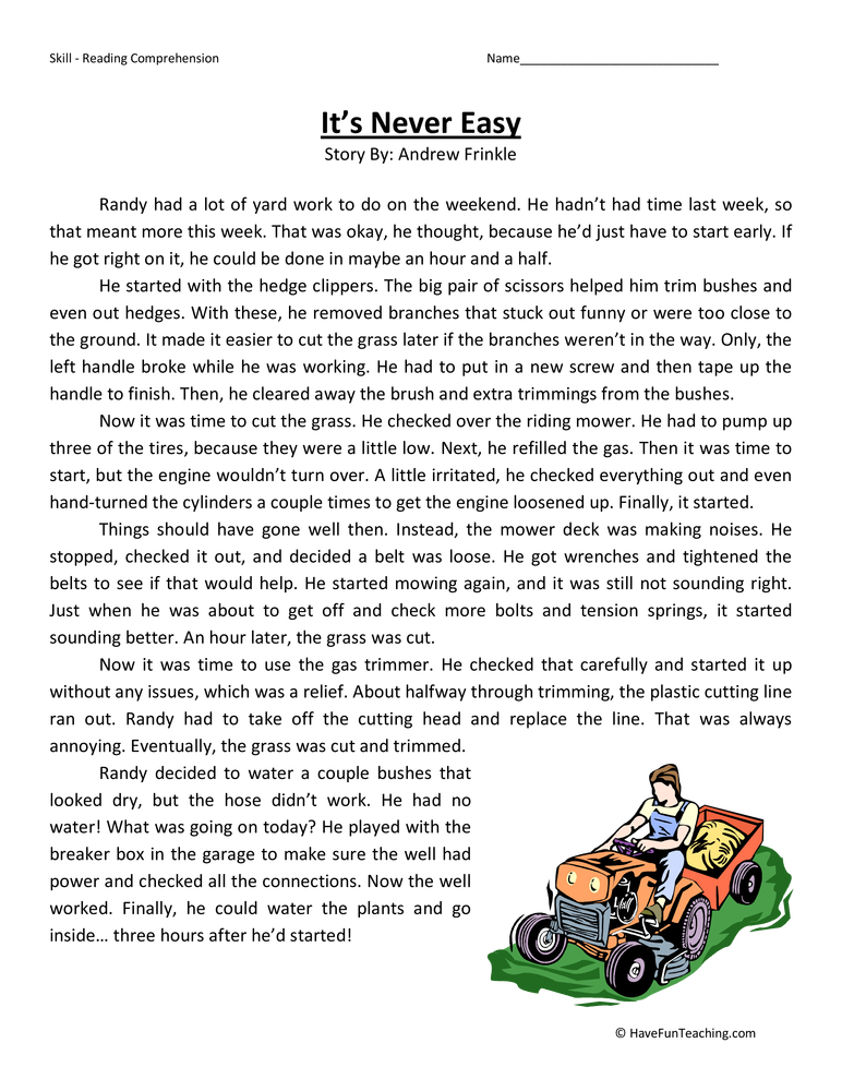 It s Never Easy Reading Comprehension Worksheet Have Fun Teaching It s Never Easy Reading Comprehension Worksheet Have Fun Teaching
