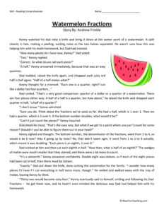 Watermelon Fractions Reading Comprehension Worksheet - Have Fun Teaching