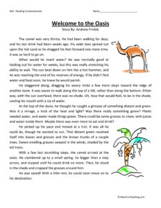 Welcome to the Oasis Reading Comprehension Worksheet - Have Fun Teaching
