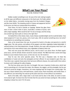 What's On Your Pizza? Reading Comprehension Worksheet - Have Fun Teaching