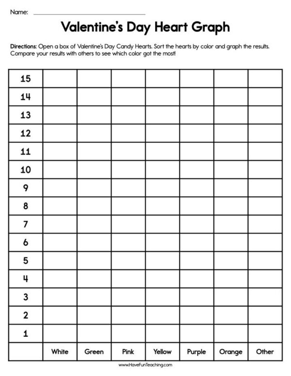 Valentine's Day Candy Heart Graph Worksheet - Have Fun Teaching