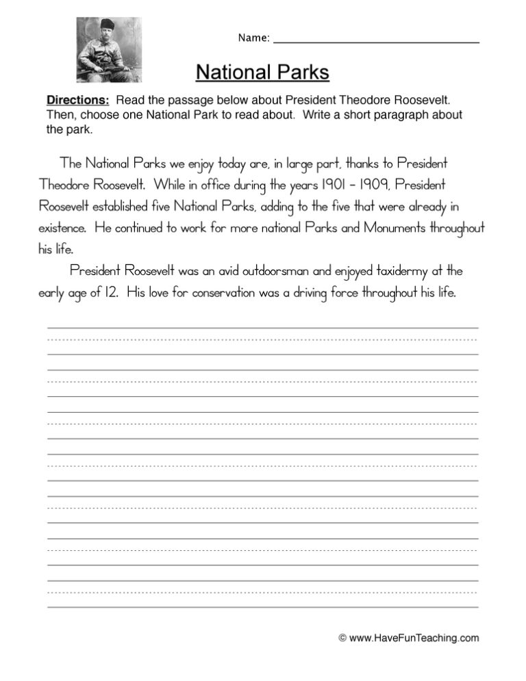 National Parks Report Worksheet - Have Fun Teaching