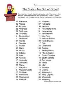 State Dates Worksheet - Have Fun Teaching