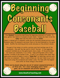 Beginning Consonants Baseball Activity - Have Fun Teaching