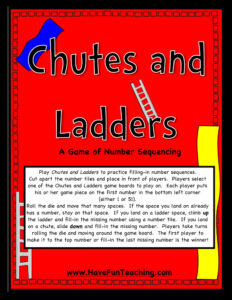 Chutes and Ladders Number Sequencing Activity - Have Fun Teaching