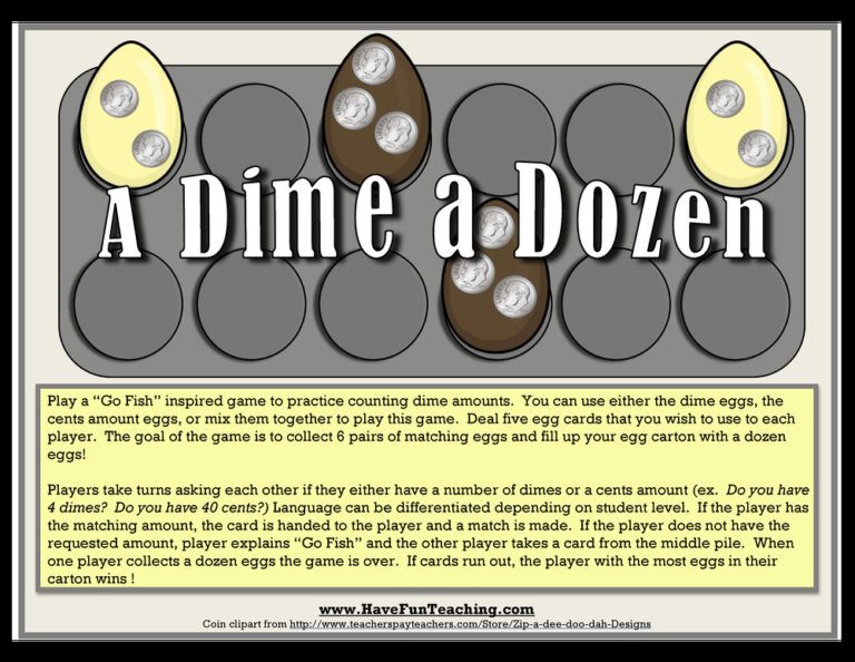 A Dime A Dozen Counting Dimes Activity - Have Fun Teaching