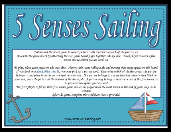 Five Senses Board Game Activity - Have Fun Teaching