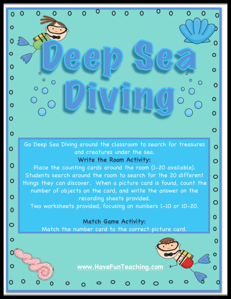 Deep Sea Diving Numbers Recognition Activity - Have Fun Teaching