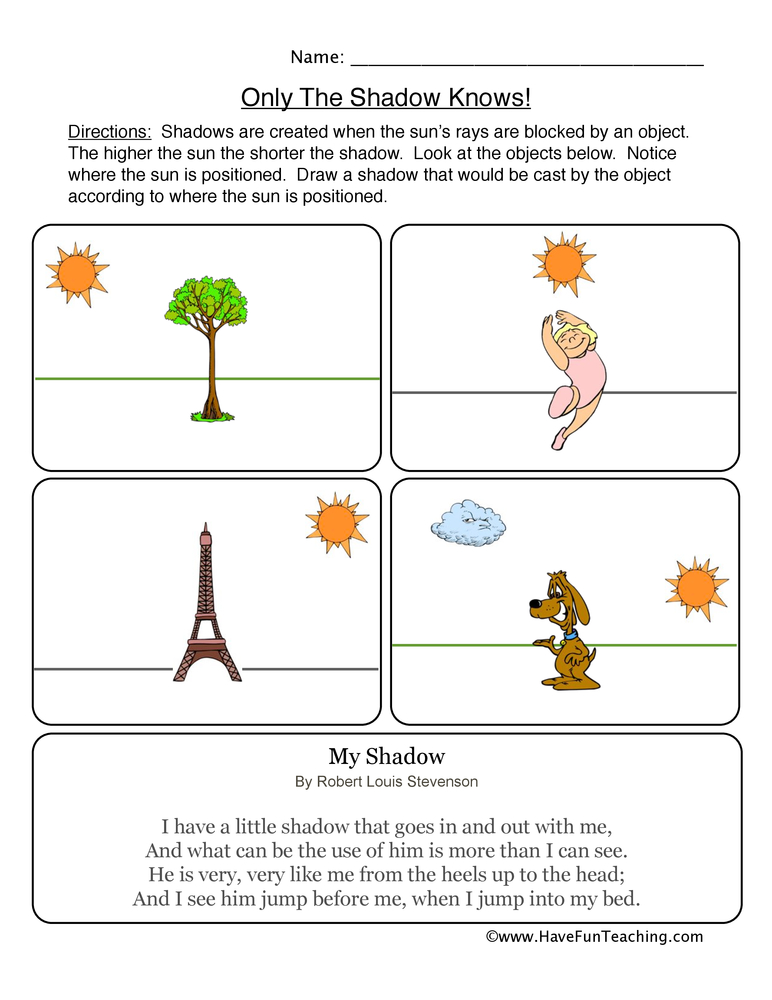 Shadows Worksheet Have Fun Teaching Shadows Worksheet Have Fun Teaching