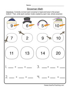 Snowman Math Worksheet - Have Fun Teaching