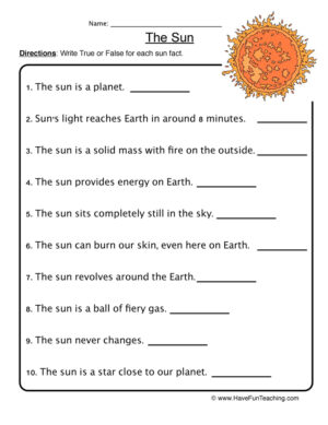 Sun Worksheets - Have Fun Teaching