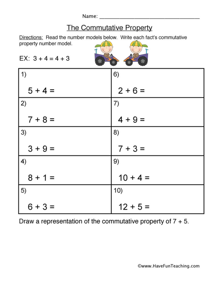 Commutative Property Addition Worksheet - Have Fun Teaching