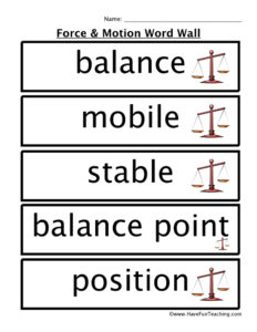 Force and Motion Word Wall - Have Fun Teaching