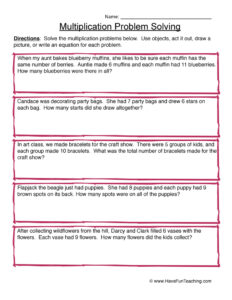 Multiplication Problem Solving Worksheet - Have Fun Teaching
