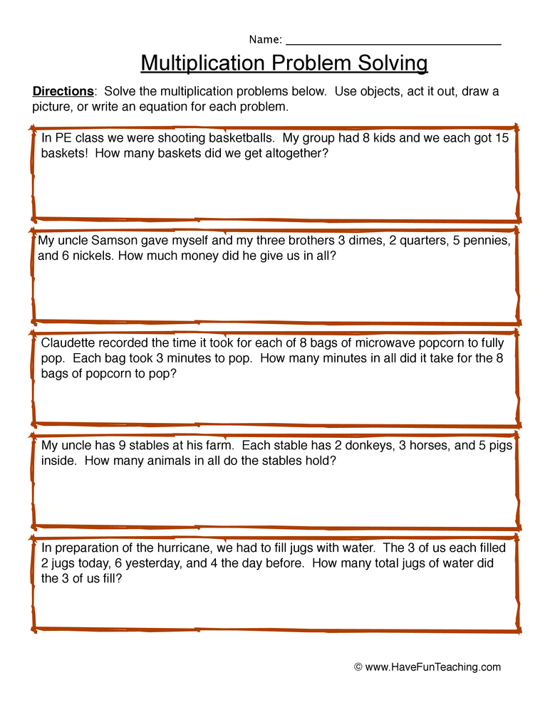 Multiplication Word Problem Worksheet Have Fun Teaching Multiplication Word Problem Worksheet Have Fun Teaching