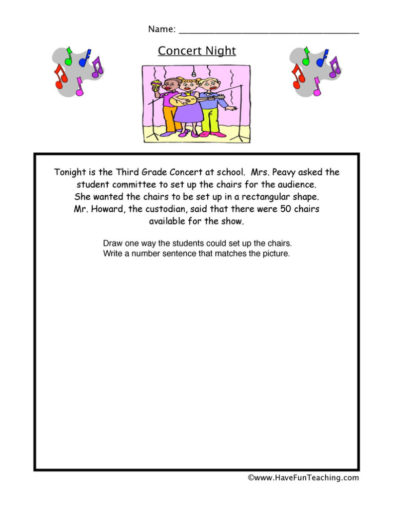 Concert Multiplication Worksheet - Have Fun Teaching