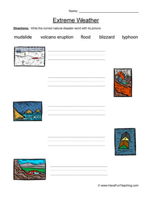 Natural Disasters Matching Worksheet - Have Fun Teaching