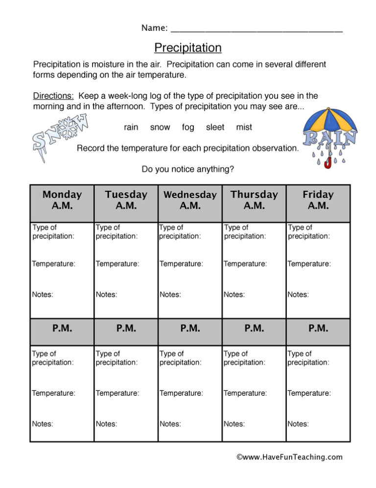 Precipitation Research Worksheet - Have Fun Teaching