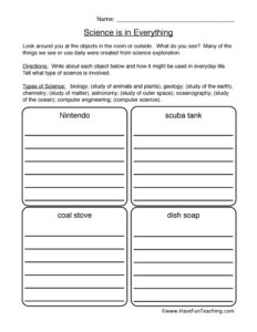 Science is in Everything Worksheet - Have Fun Teaching