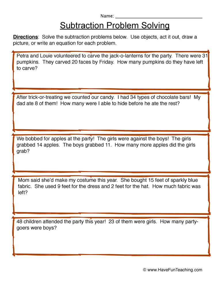 Solving Subtraction Word Problem Worksheet Have Fun Teaching Solving Subtraction Word Problem Worksheet Have Fun Teaching