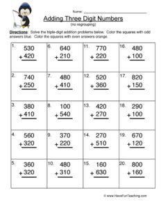 Triple Digit Addition Worksheet - Have Fun Teaching