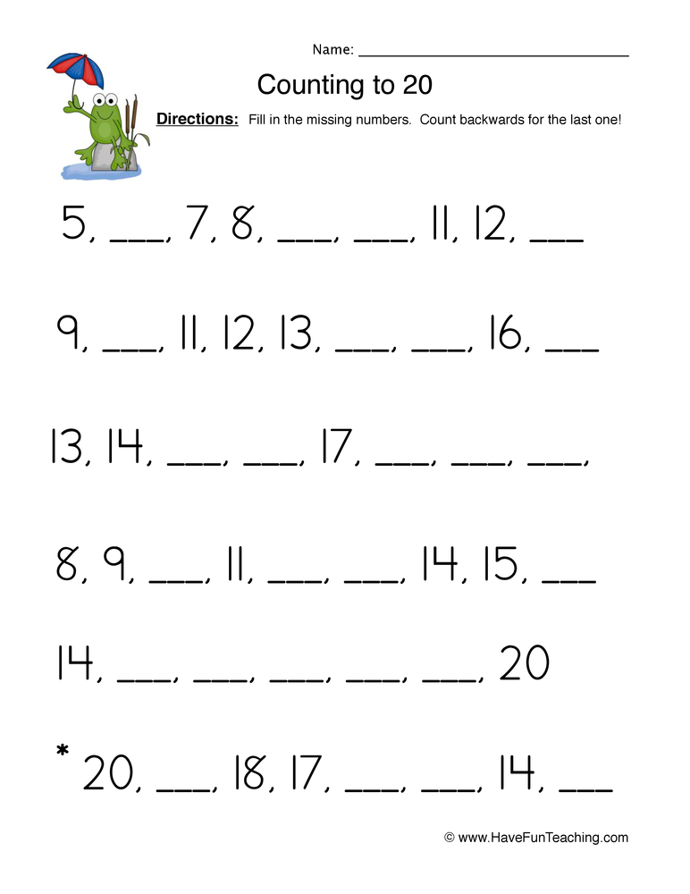 Count To 20 Fill In The Blank Worksheet Have Fun Teaching Count To 20 Fill In The Blank Worksheet Have Fun Teaching