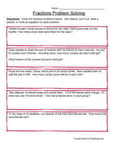 Fraction Word Problems Worksheet - Have Fun Teaching
