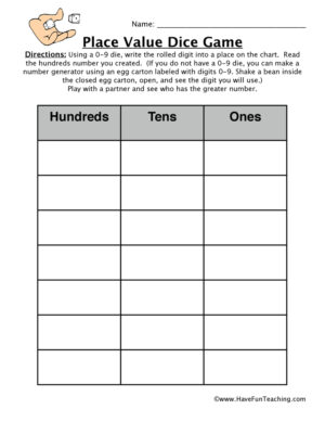 Place Value Dice Game - Have Fun Teaching