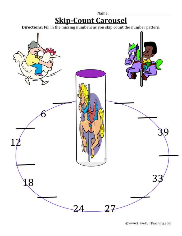 Skip Counting 3s Carousel Worksheet - Have Fun Teaching