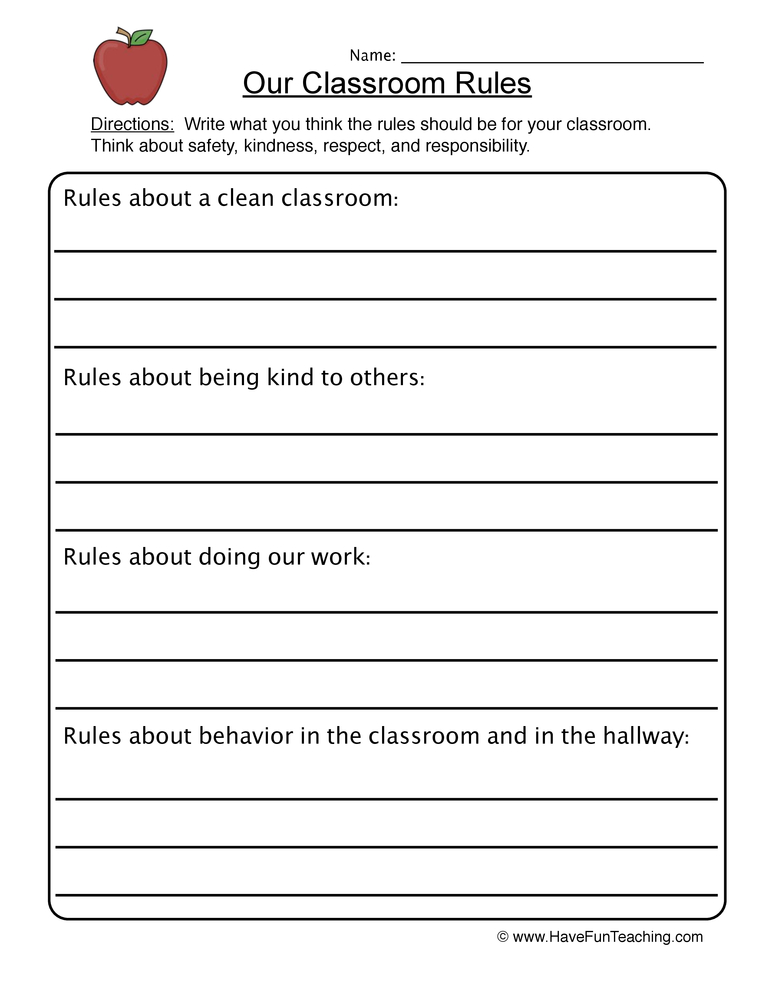 Classroom Rules Worksheet Have Fun Teaching