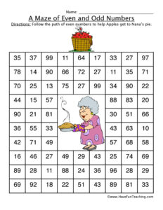 Even Number Maze Worksheet - Apples - Have Fun Teaching