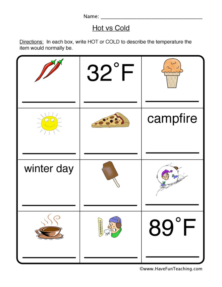 Hot and Cold Pictures Worksheet - Have Fun Teaching