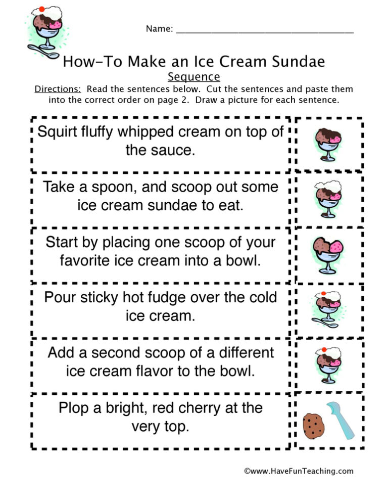 How to Make a Sundae Sequence Worksheet - Have Fun Teaching