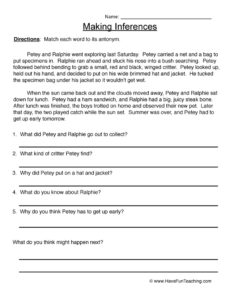 Reading Inferences Worksheet - Have Fun Teaching