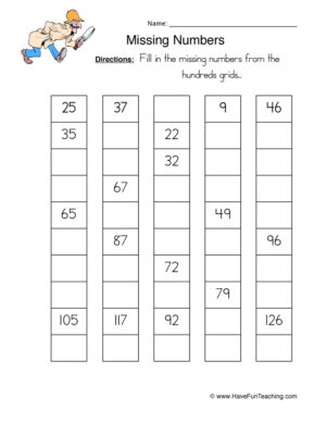 Number Order Fill in the Blanks Worksheet - Have Fun Teaching
