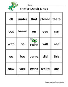 Primer Sight Words Bingo - Have Fun Teaching