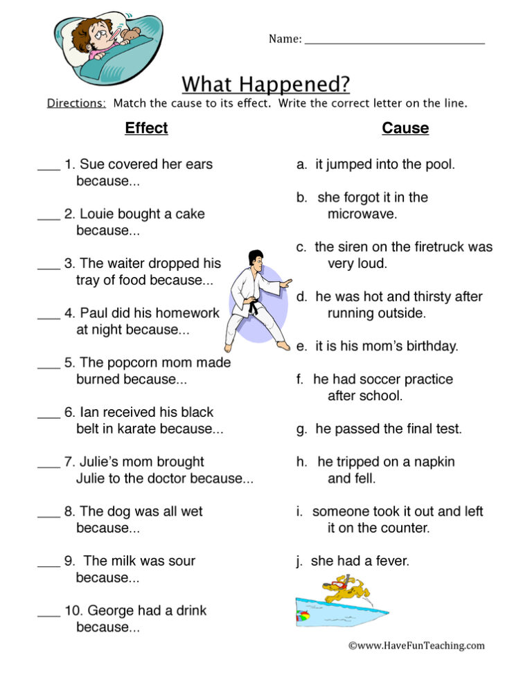 What Happened Cause Effect Worksheet - Have Fun Teaching