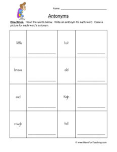 Antonyms Drawing Pictures Worksheet - Have Fun Teaching