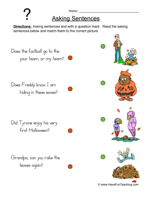 Fall Asking Sentences Worksheet - Have Fun Teaching