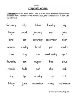 Capital Letters Find It Worksheet - Have Fun Teaching