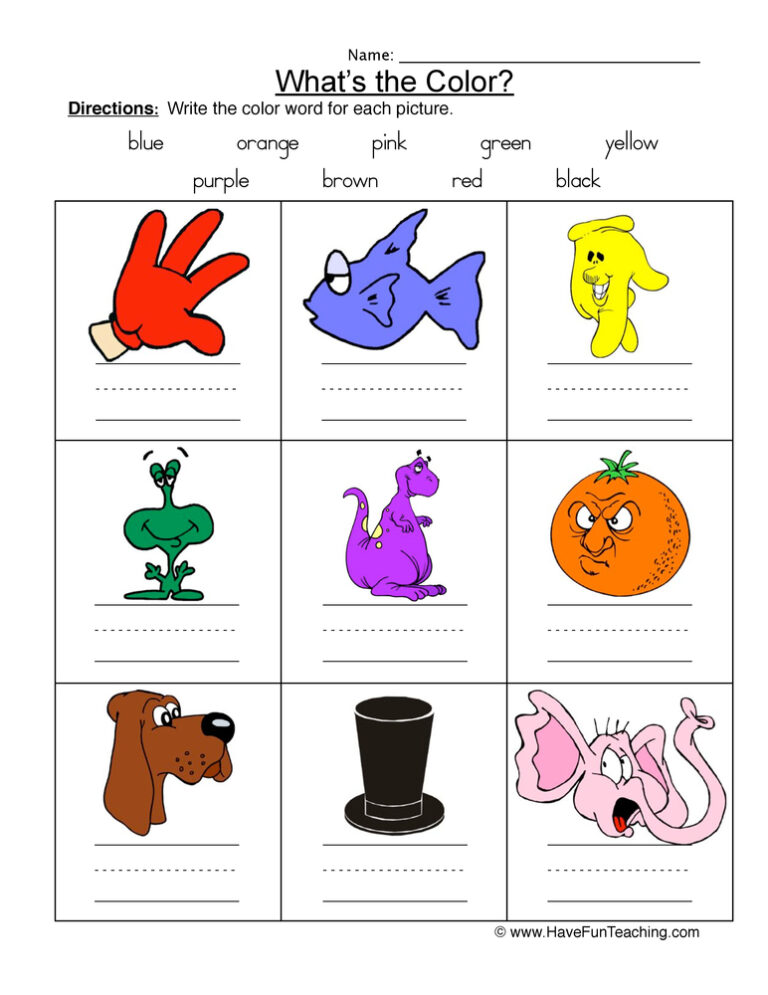 Color Worksheets - Have Fun Teaching