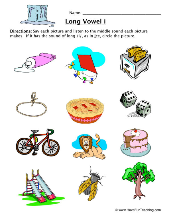 Circling Long Vowel Sounds I Worksheet - Have Fun Teaching
