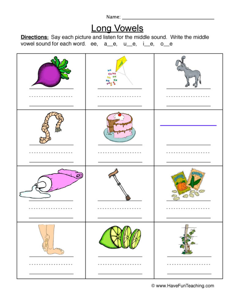 Long Vowels Writing Worksheet - Have Fun Teaching