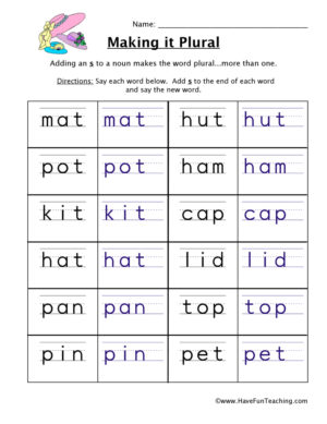 Plural Words Adding S Worksheet - Have Fun Teaching