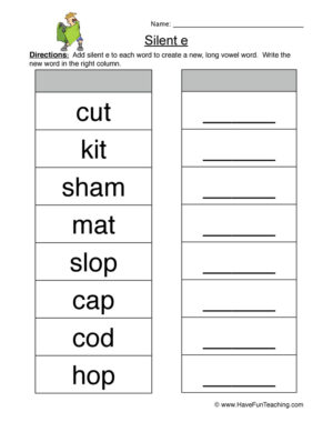Add Silent E Worksheet - Have Fun Teaching