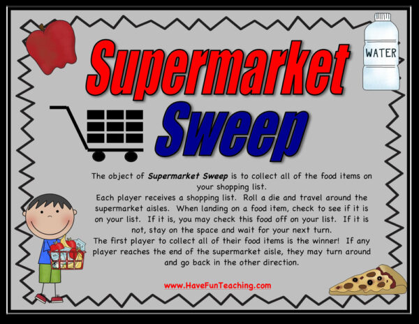 Supermarket Sweep Food Words Activity - Have Fun Teaching