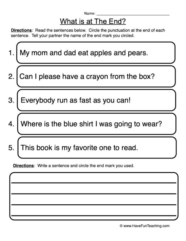 Adding Punctuation Worksheet - Have Fun Teaching