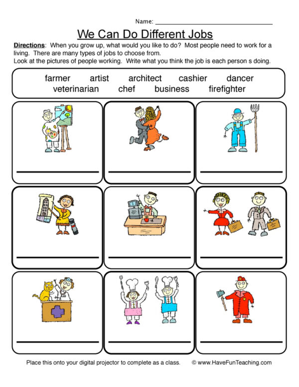 Different Careers Worksheet - Have Fun Teaching