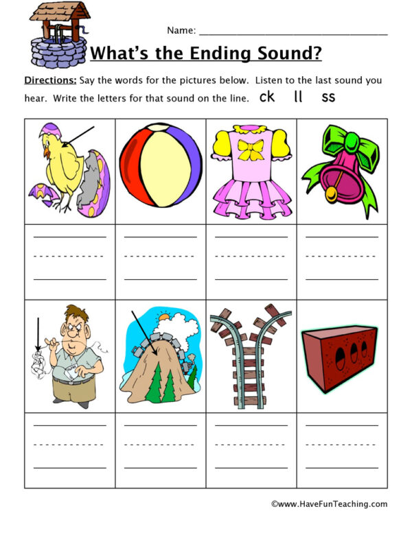 What's the Ending Sound? Worksheet - Have Fun Teaching