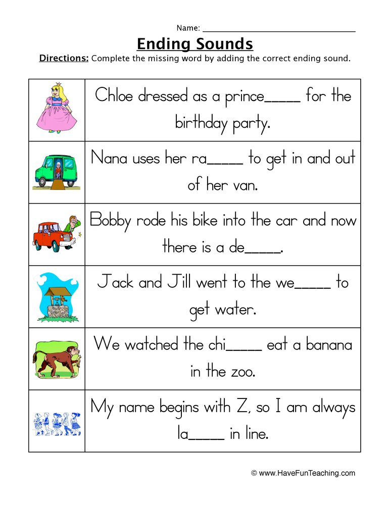 Ending Sounds Sentences Worksheet Have Fun Teaching Ending Sounds Sentences Worksheet Have Fun Teaching